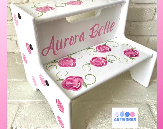 Hand Painted Kids Step Stool, Child's Step Stools, Painted Kids Stools ...