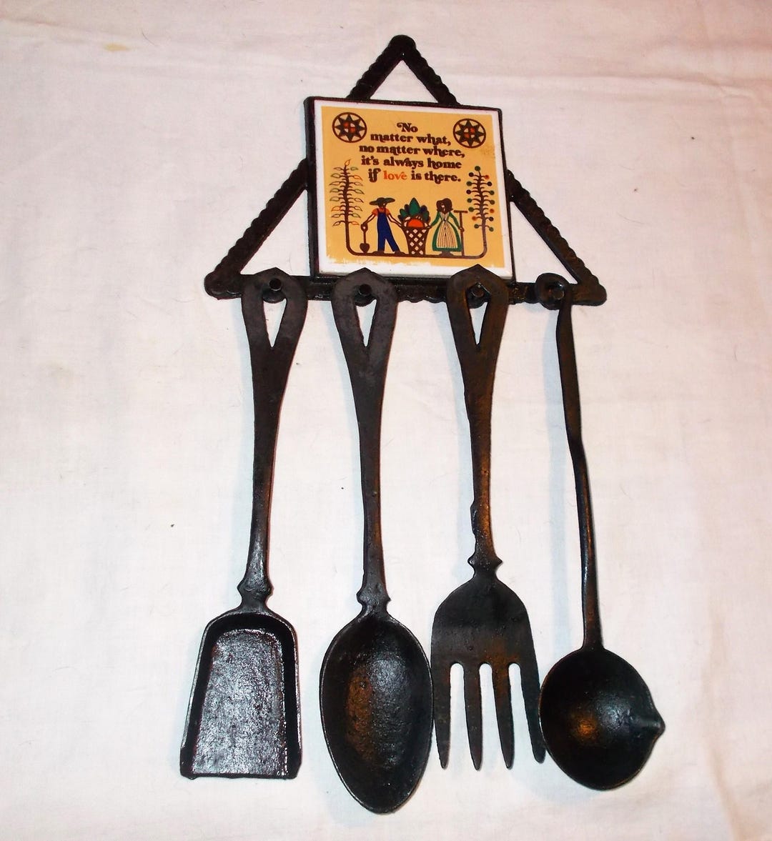 Cast Iron Utensil Set is a Five Piece Lot With Four Kitchen Tools and a ...