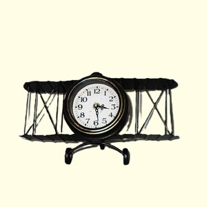 Vintage Bi-wing Airplane Mantle Clock: Aviation Decor for Enthusiasts ...