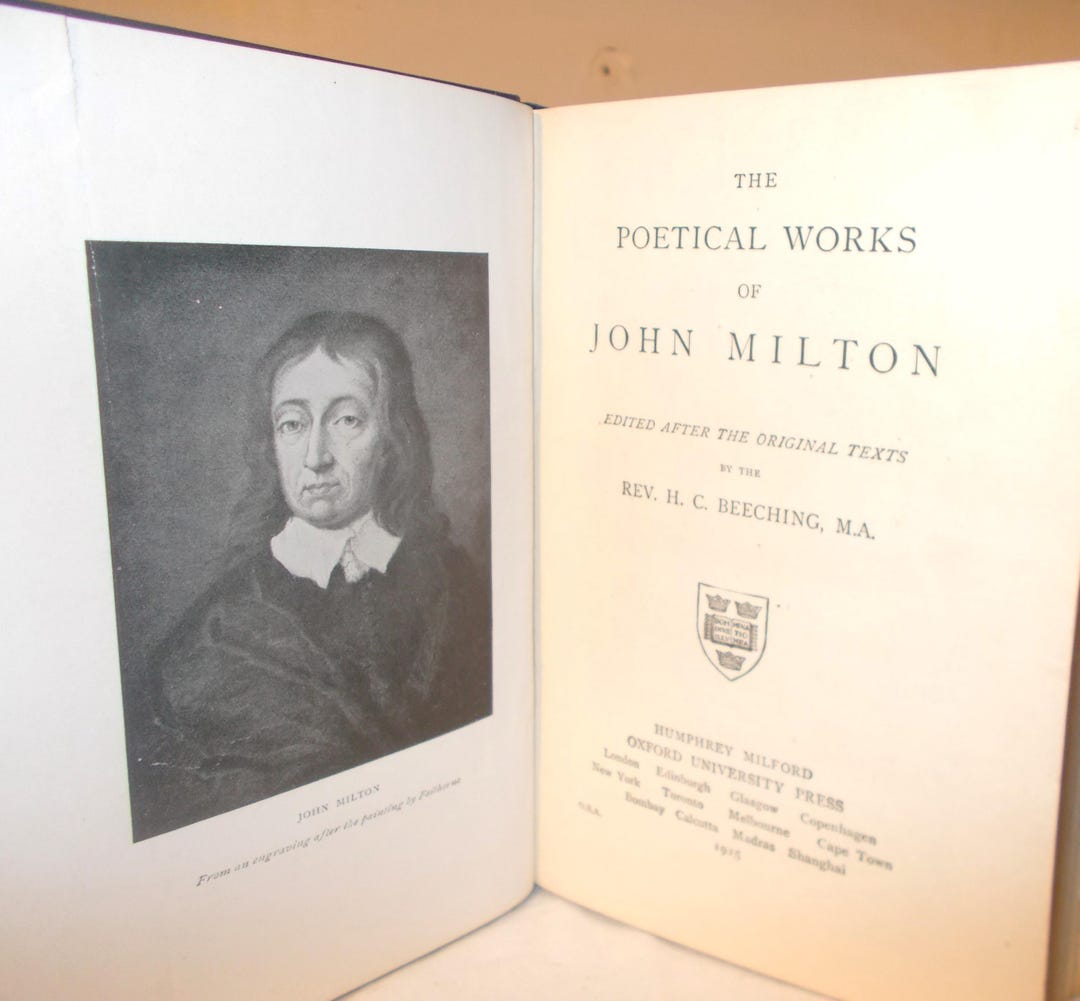Milton's Poetical Works Oxford University Antique 1915 First Edition of ...