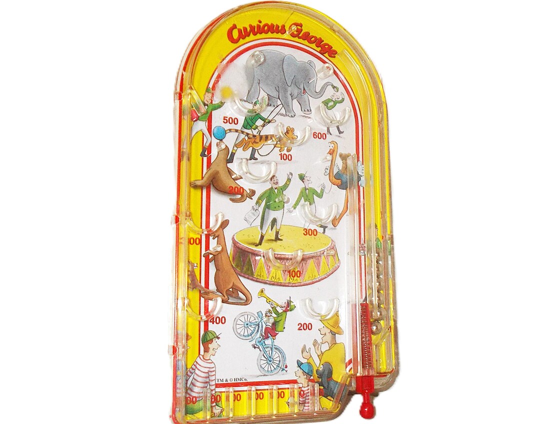 Vintage Schilling Curious George Pinball Game | Retro Circus-themed Toy ...