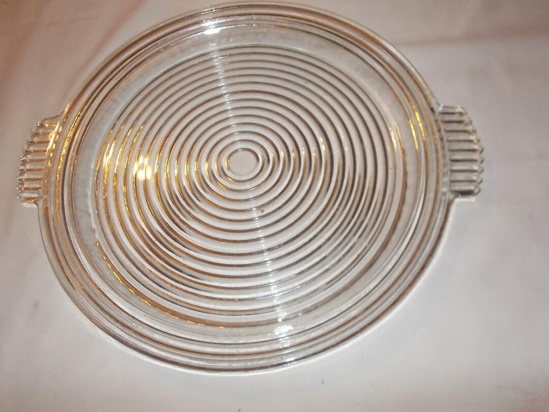 Manhattan Depression Glass Round Tray is a Large Anchor Hocking Ribbed ...