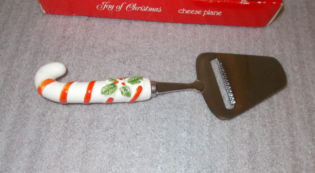 Christmas Cheese Plane Slicer With Candy Cane and Holly Berry Handle - Etsy