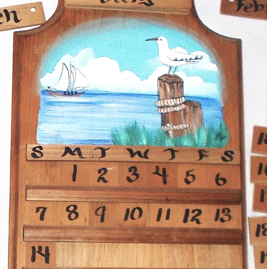 Vintage Perpetual Wall Calendar is a Sizable Wooden Calendar Featuring ...