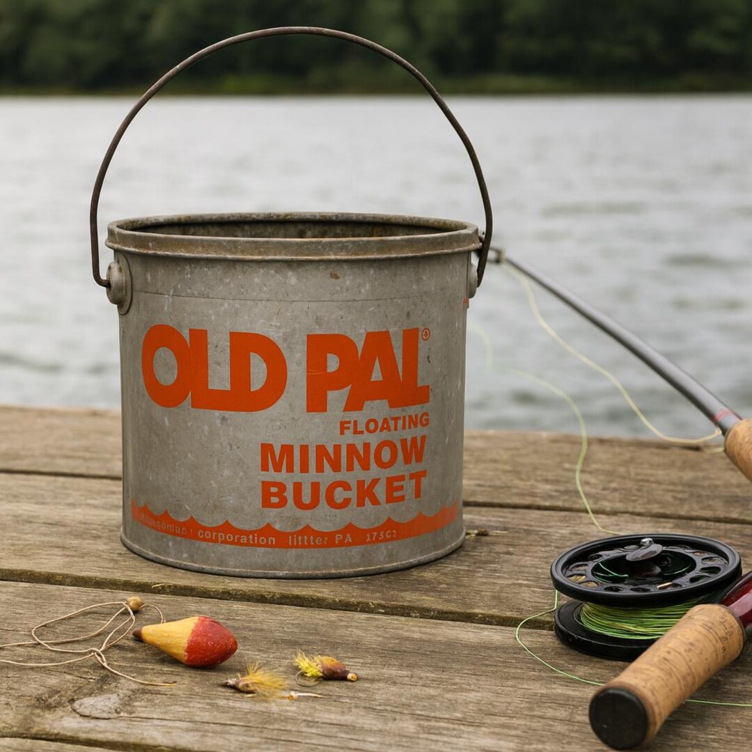 Vintage Old Pal Galvanized Minnow Bucket – Floating Bait Pail by ...