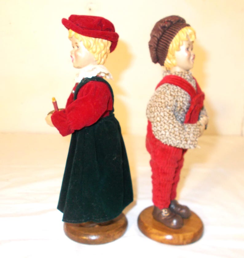 Two Vintage Traditional Christmas Carolers for Holiday Decor Boy and ...