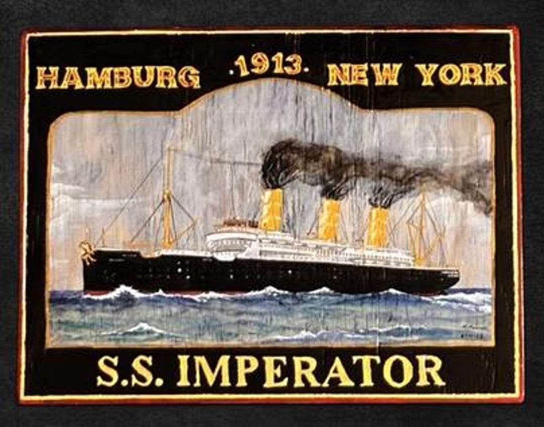 SS Imperator Steamship Art, Original Painting With Gold Leaf - Etsy
