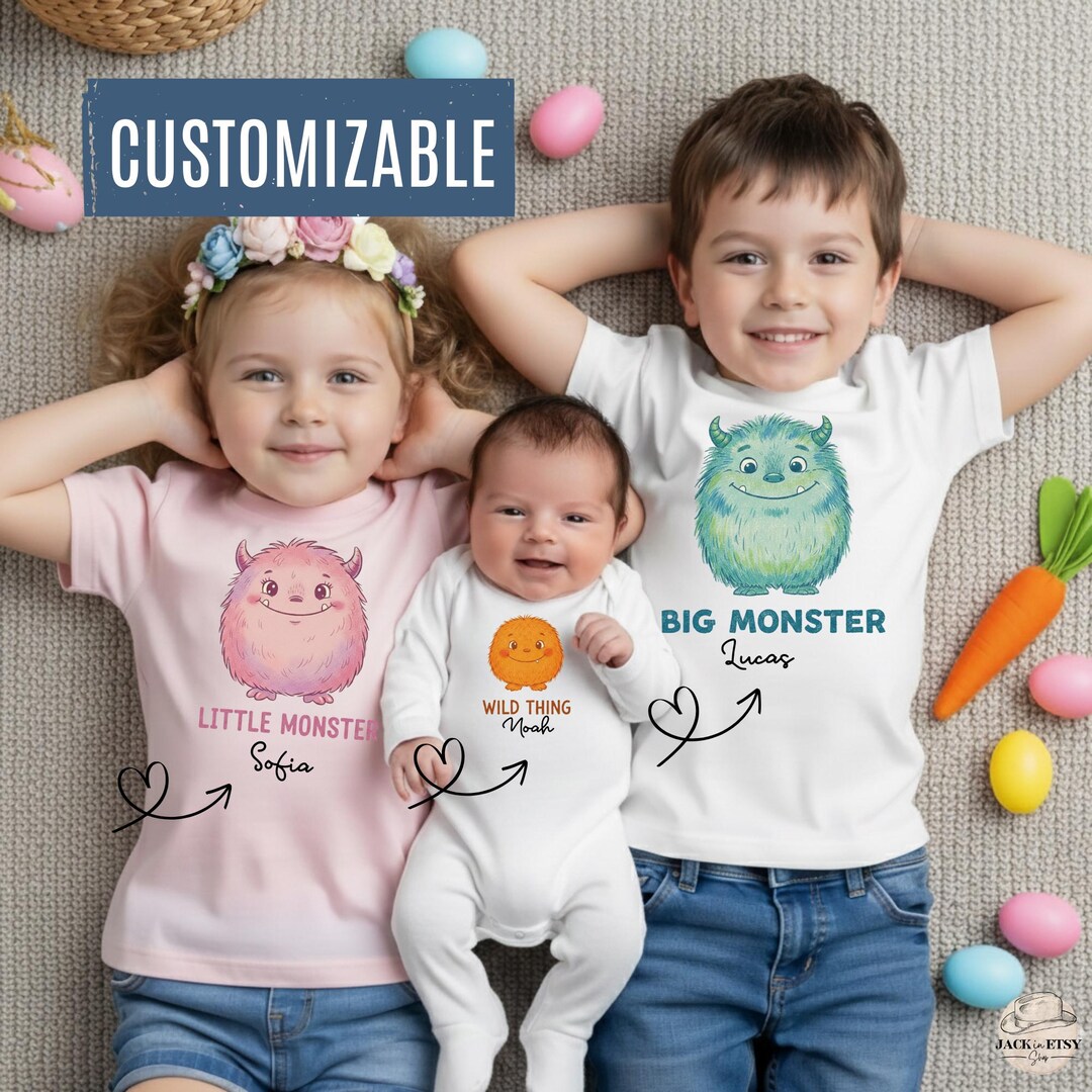 Custom Monster Sibling Shirts, Matching Big Brother Little Sister ...