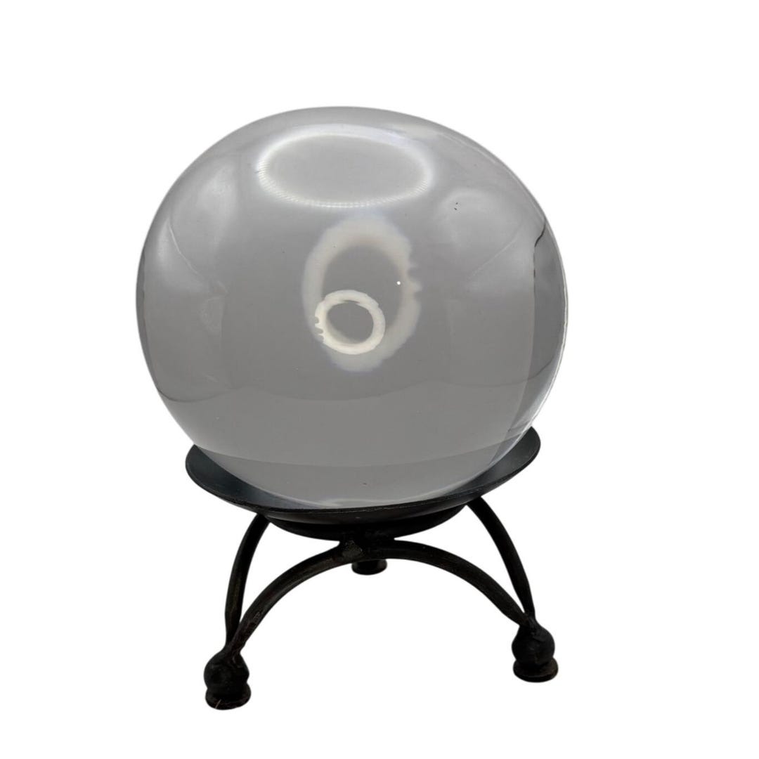 Vintage Dark Pewter Metal Sphere Crystal Ball Stand Orb Stand Crystal ...