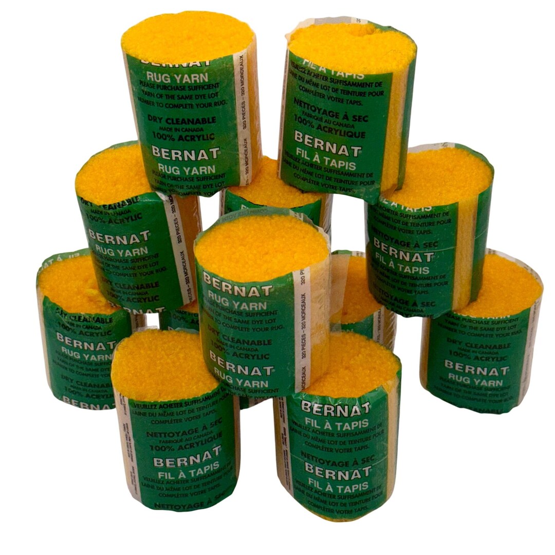 Vintage Bernat Rug Yarn Bundle 12 Rolls 8616 Bright Yellow (dye Lot ...