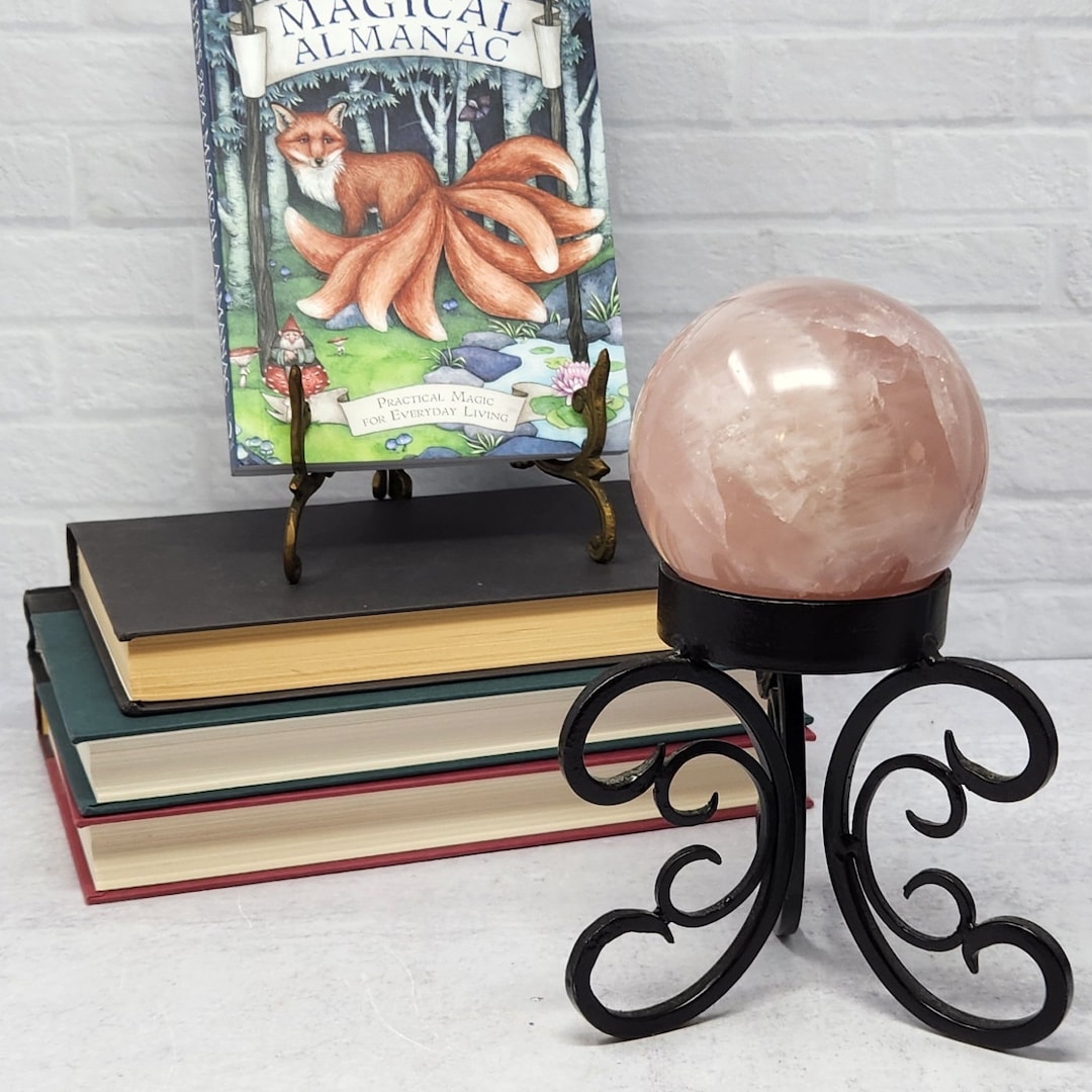 Vintage Wrought Iron Black Sphere Crystal Ball Stand Orb Stand Crystal ...