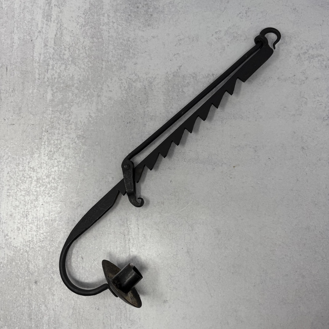 18th C Iron Trammel Single Candleholder Cast Iron Sawtooth Antique ...