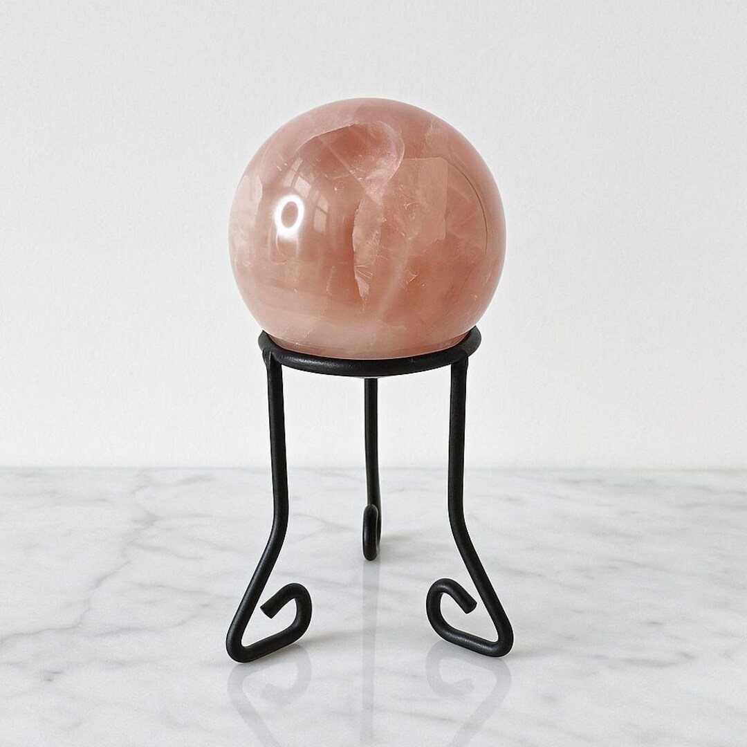 Vintage Wrought Iron Black Sphere Crystal Ball Stand Orb Stand Crystal ...
