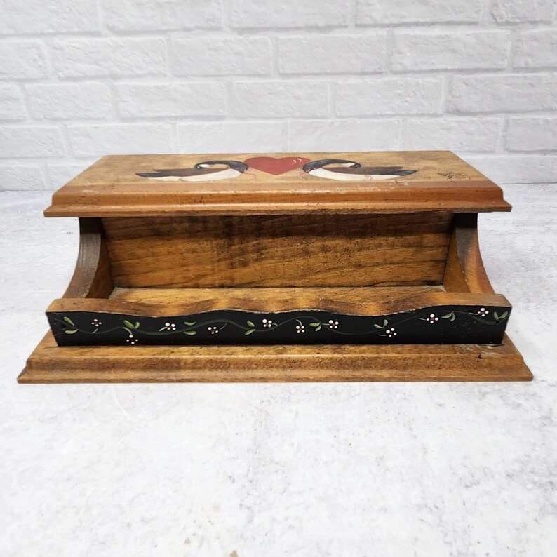 Vintage Wooden Country Style Hand Painted Wood Trinket Box, Stash Box ...