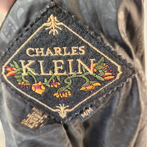 Charles Klein Vintage Black Leather Paisley Trim Doub… - Gem