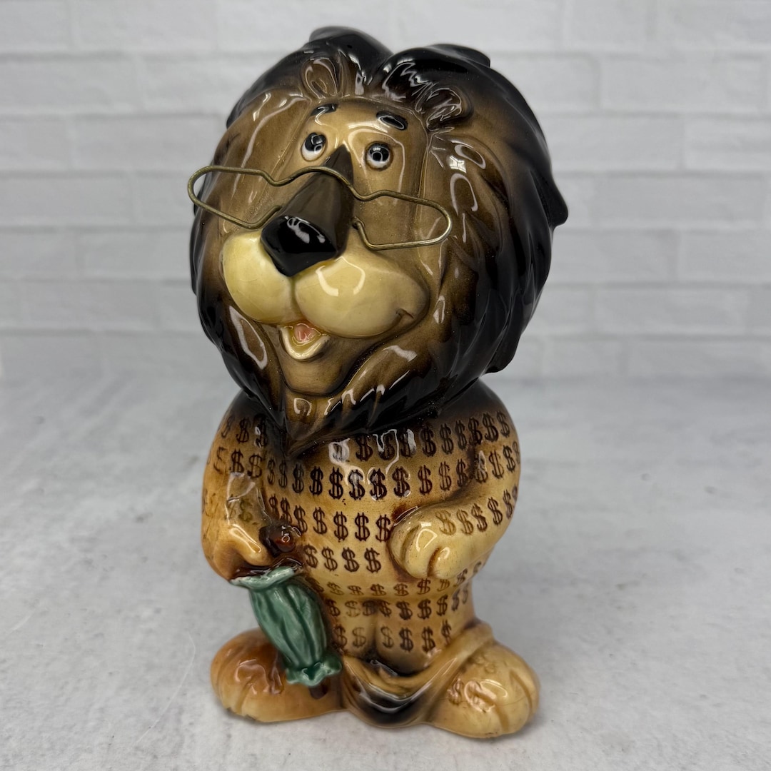 Vintage Harris Bank Hubert the Lion Coin Bank by Lefton 1960s 1970s, Hubert the Money Lion, Bank ...