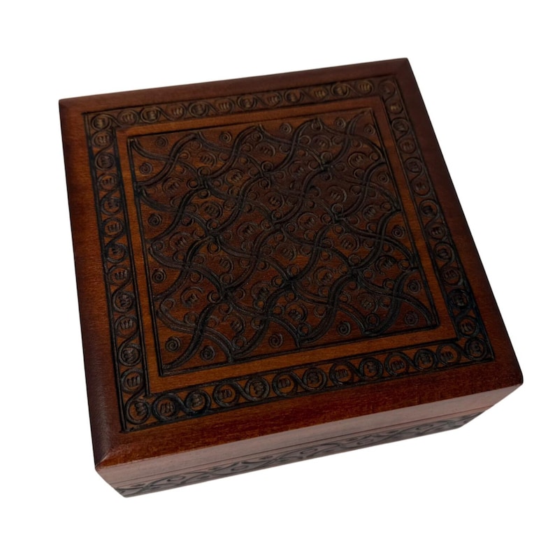 Vintage Carved Wooden Box Made in Poland – Footed Jewelry Trinket Chest ...