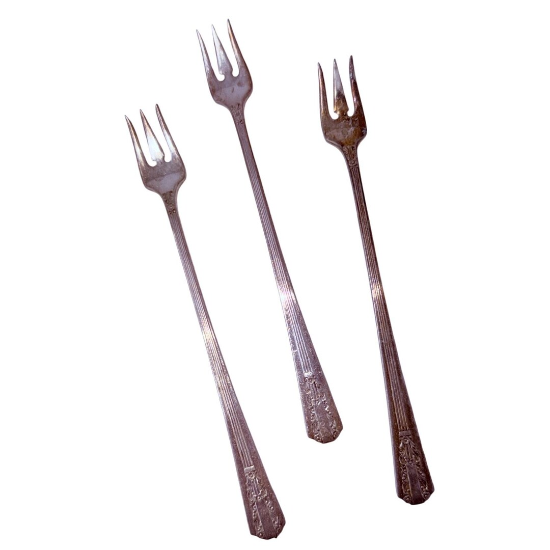 3 Cocktail Seafood Forks Lido Silverplate Flatware 1938 Rogers Oneida ...