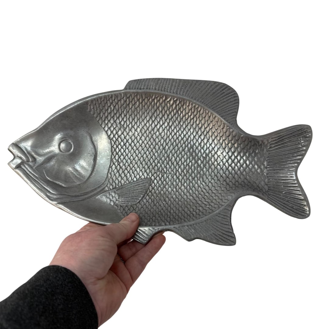 Vintage Pewter Fish Platter, Large Fish Platter, Aged, 13.5" X 8 ...