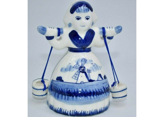 Vintage Delft Blue Bell Dutch Girl With Water Buckets Bell - Etsy