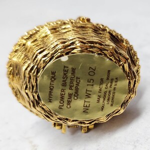 Vintage Max Factor Solid Perfume Flower Basket Compact Hypnotique Brass ...