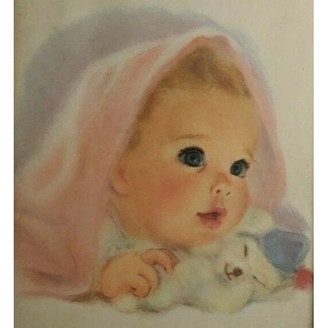 Vintage Wood Framed Frances Hook Print Northern Tissue Baby Blanket ...