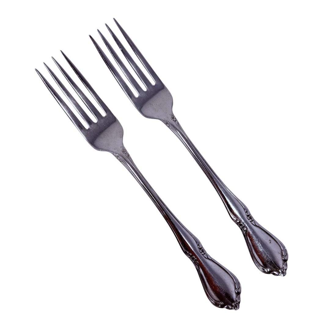 2 Oneida Chateau Oneidacraft Dinner Forks Fork Lot Stainless Flatware 7 ...