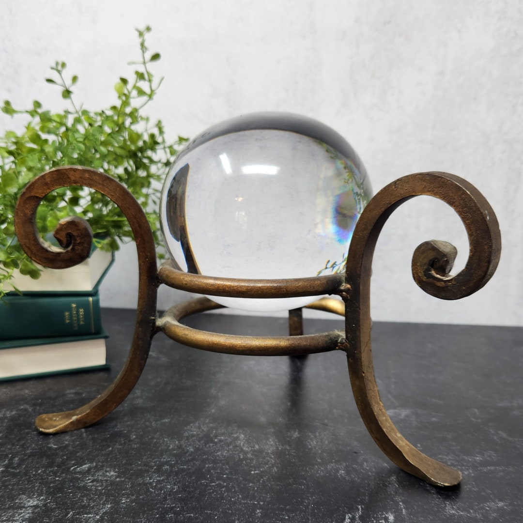 Vintage HEAVY Gold Sphere Stand Crystal Ball Stand Crystal Stand ...