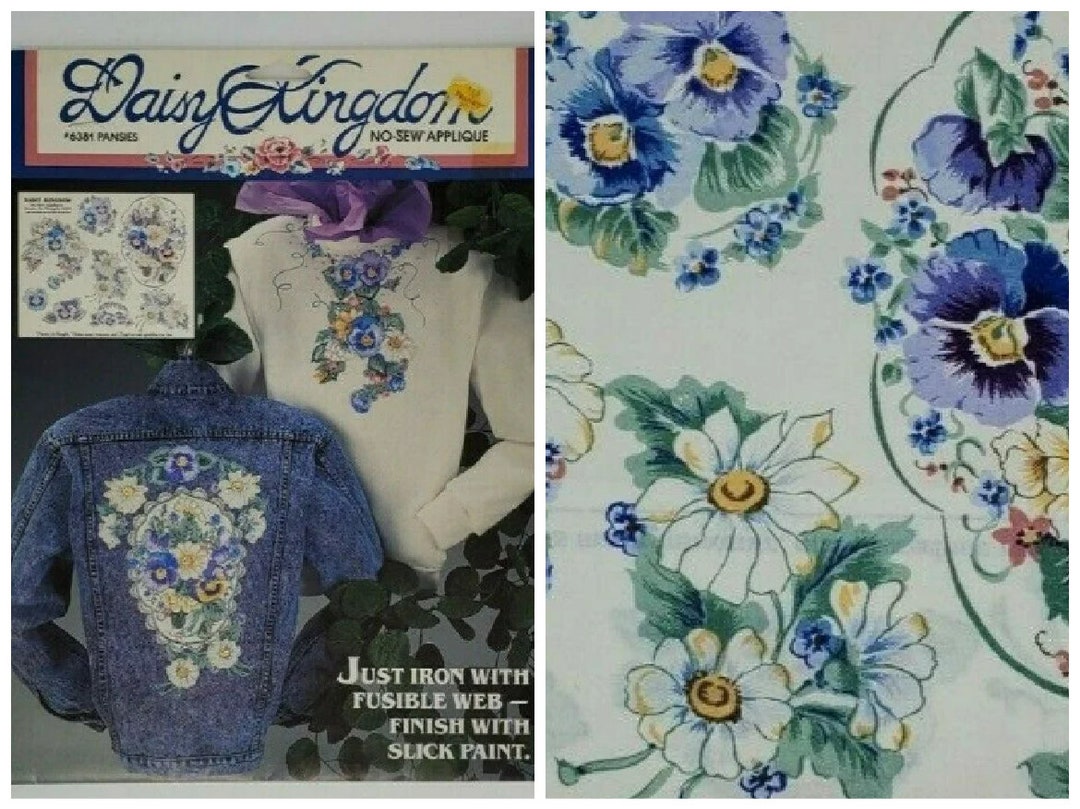 Daisy Kingdom No Sew Fabric Applique Flowers Floral PANSIES #6381 ...
