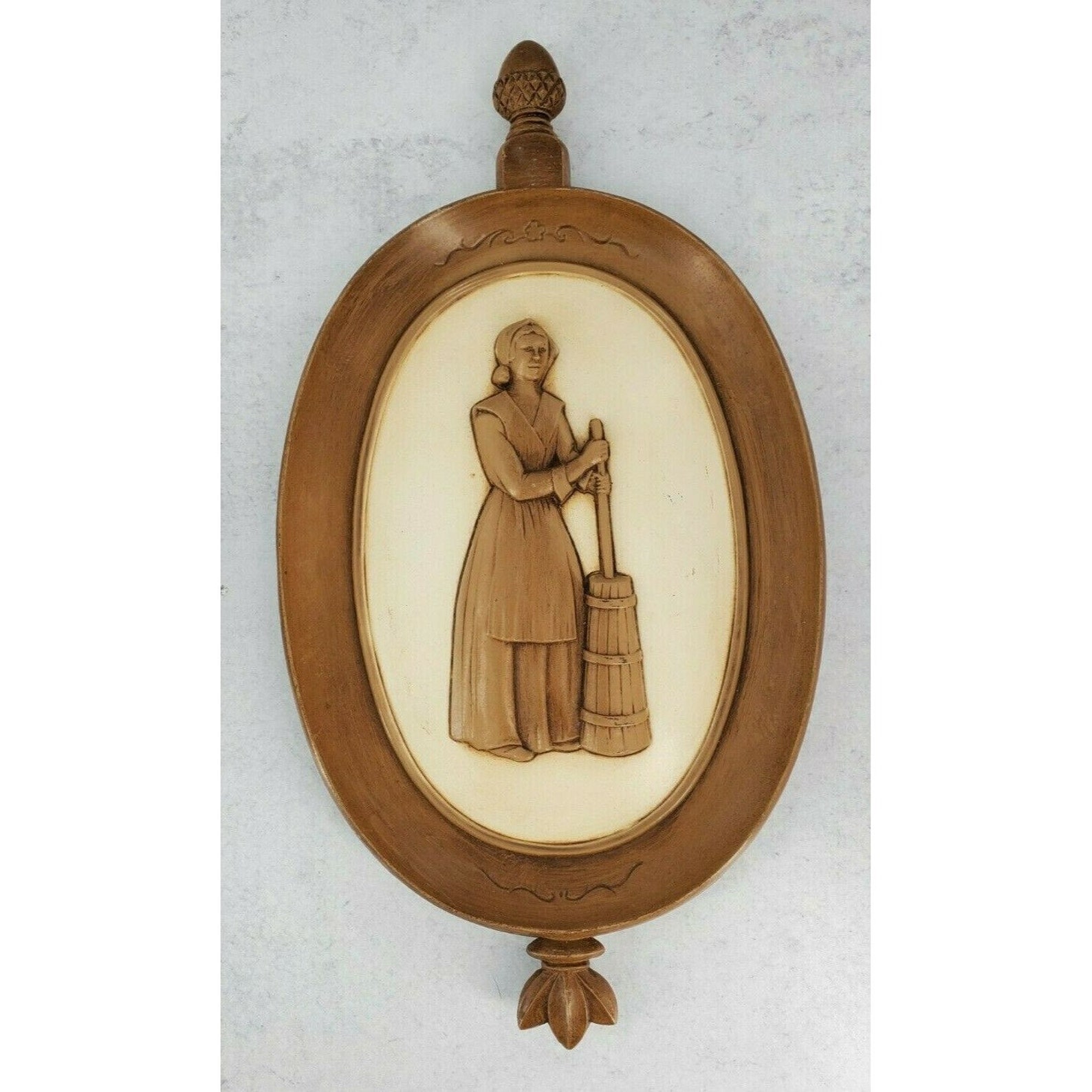 2 Vintage 1960s Syroco Wall Plaques Puritan Pilgrim Man & Wife Hunting ...