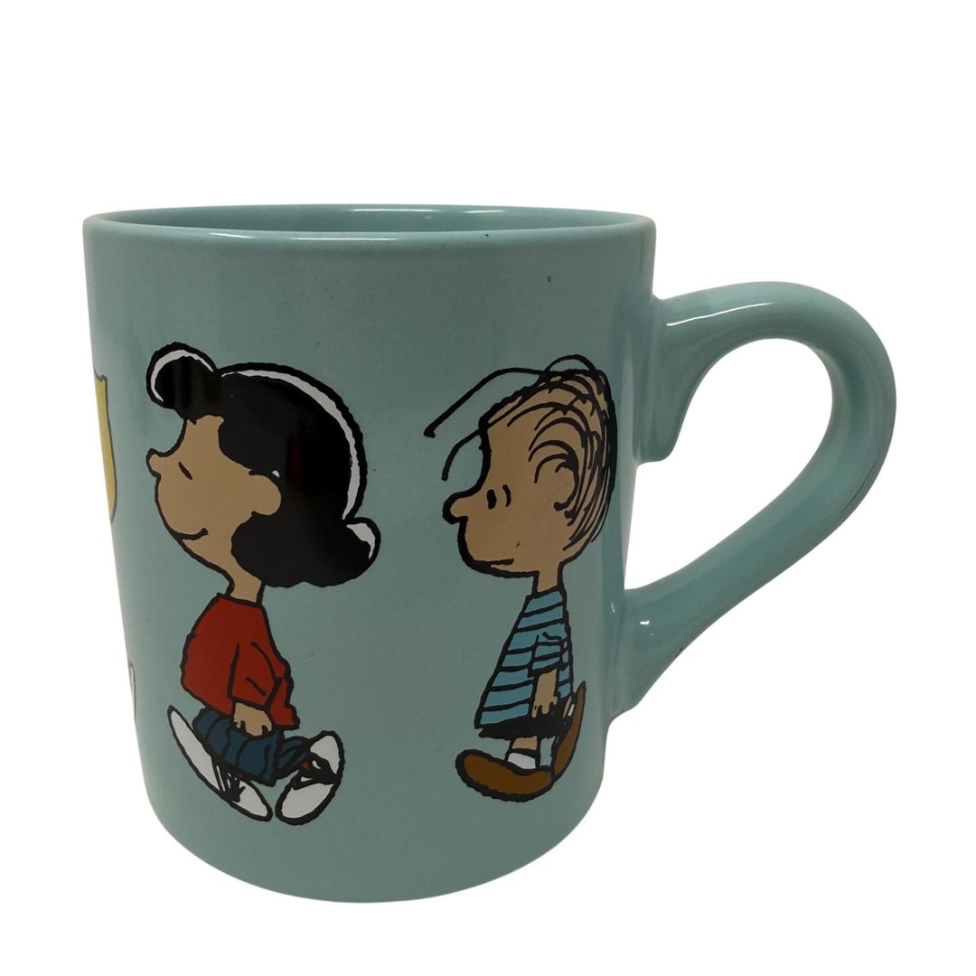 Silver Buffalo Peanuts Group Profile Walk Ceramic Coffee Mug Aqua 14oz ...