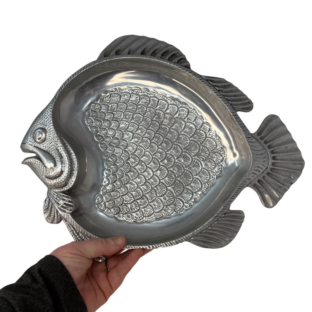 Vintage Pewter Fish Platter, Large Fish Platter, Aged, 13.75" X 11.5 ...
