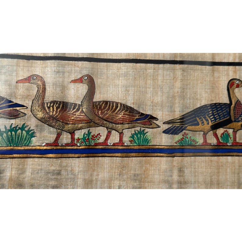 Vintage Egyptian Papyrus Hand-painted Meidum Geese 1980s? Egypt Artist ...