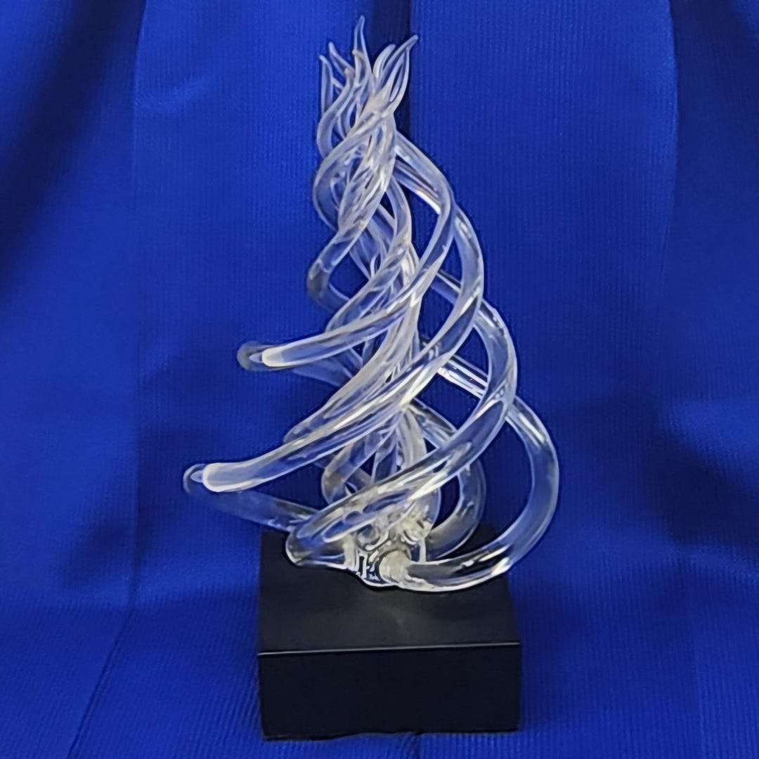 Hans Godo Frabel Art Glass "flame of Excellence" Sculpture Mounted on ...