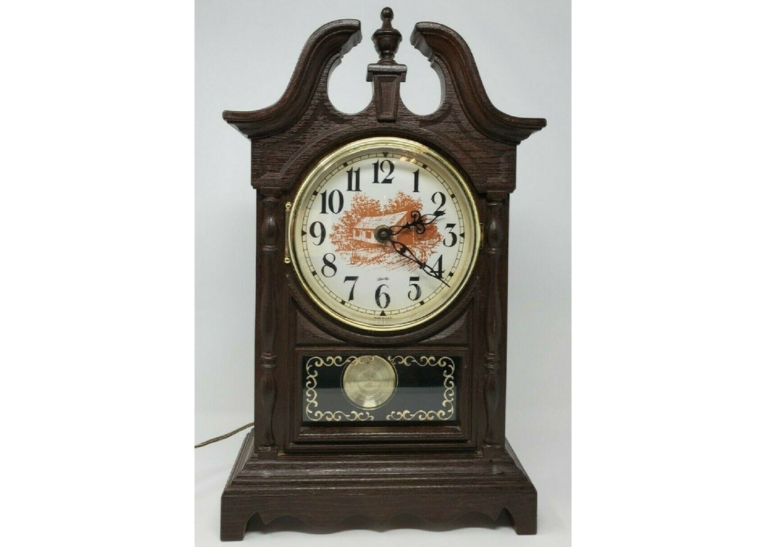 Vintage MCM Spartus Self-starting Electric Mantle Clock Faux Wood Resin ...