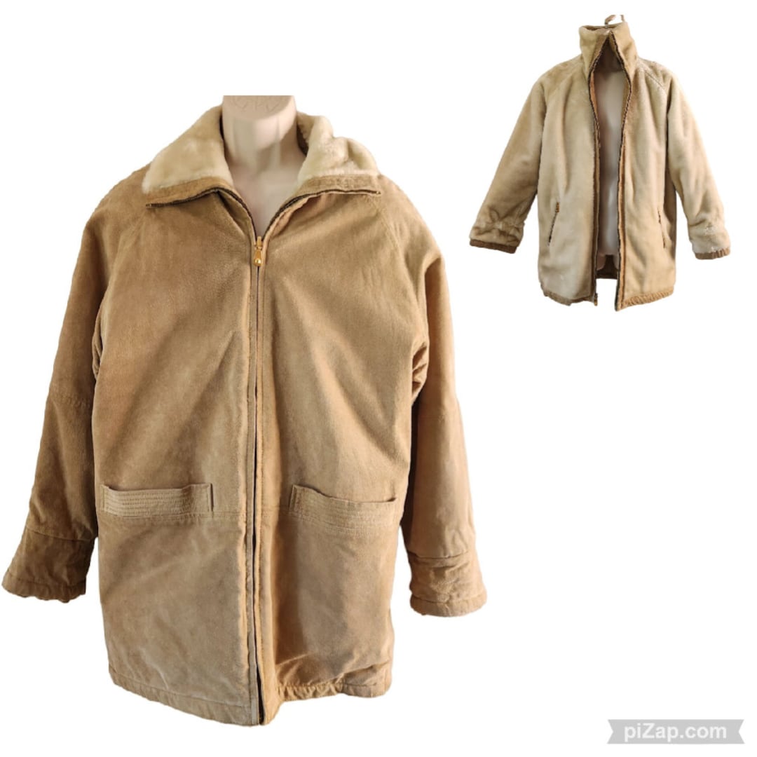 Vintage Mens 1970s JLC Leather REVERSIBLE Suede Faux Shearling Coat Sz ...
