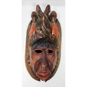 Vintage Pair Mayan Aztec Wood Wooden Hand Carved Painted Ceremonial ...