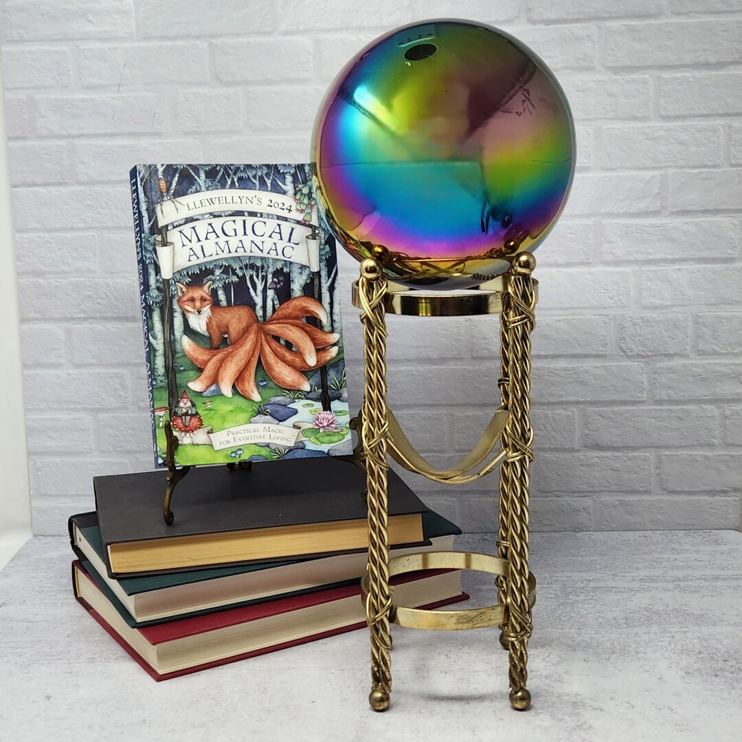 Vintage Large Gold Brass Art Deco Sphere Crystal Ball Stand Orb Stand ...