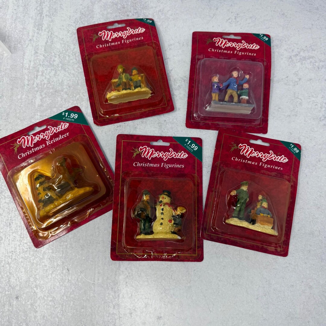 Vintage Merrybrite Merry Brite Christmas Village Figurines Lot of 5 New ...