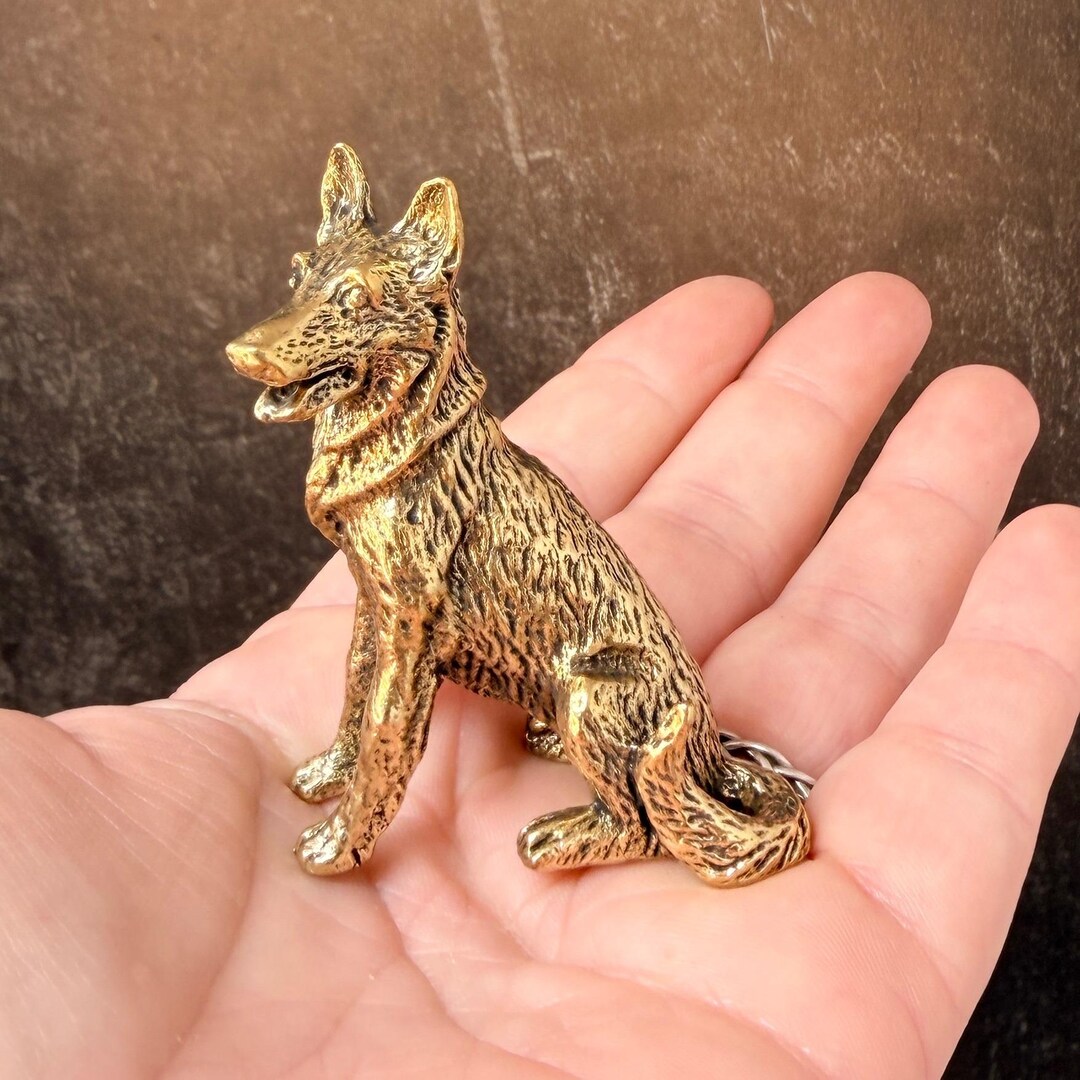 Brass German Shepherd Dog Figurine Miniature Protection Totem Altar ...