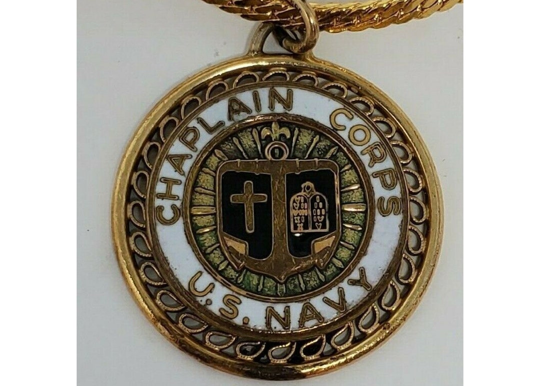 Vintage United States Navy Chaplain Corps 10K Gold Necklace Pendant 1 ...