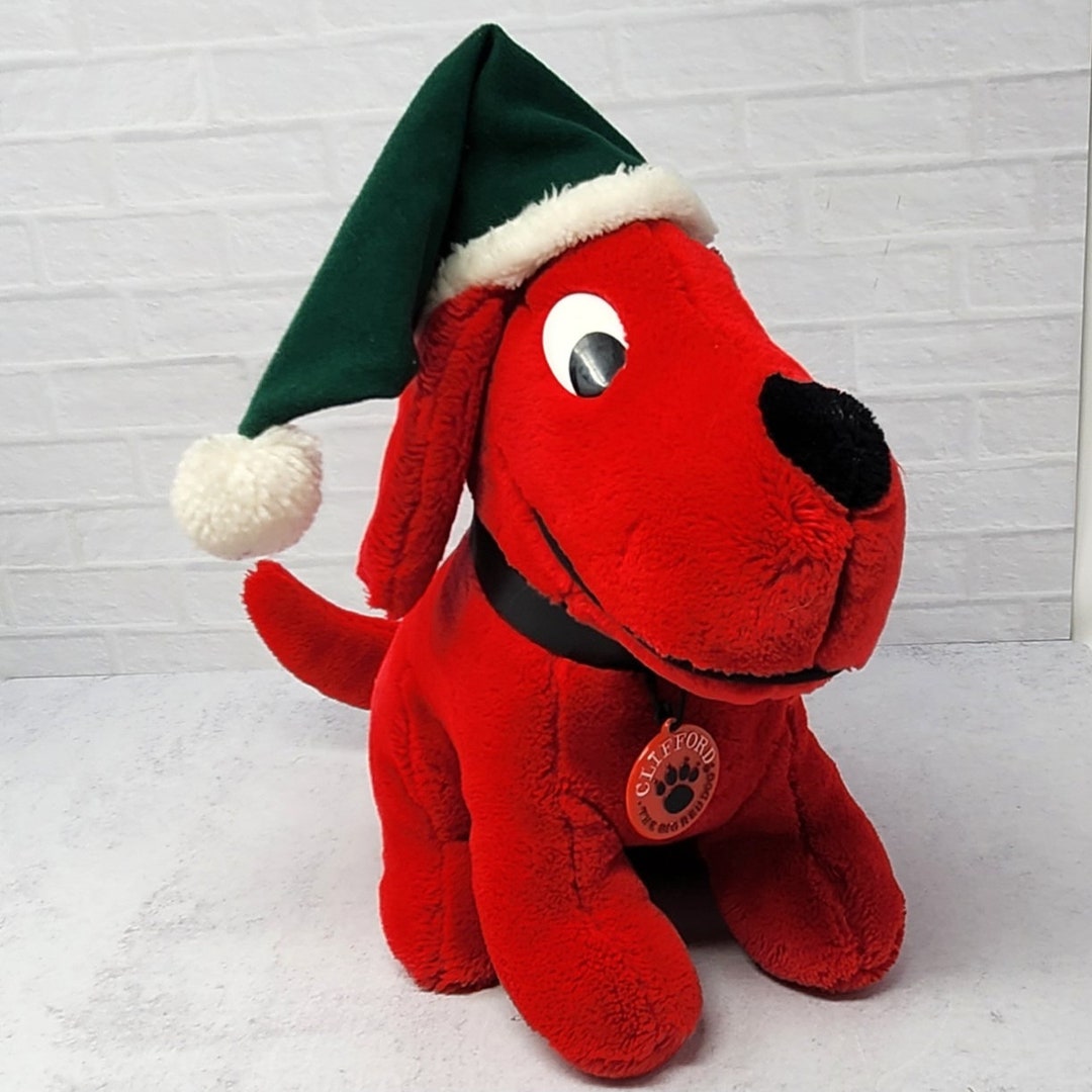 Vintage Dakin Holiday CLIFFORD the Big Red Dog 10 in Red Plush 1992 Cap ...