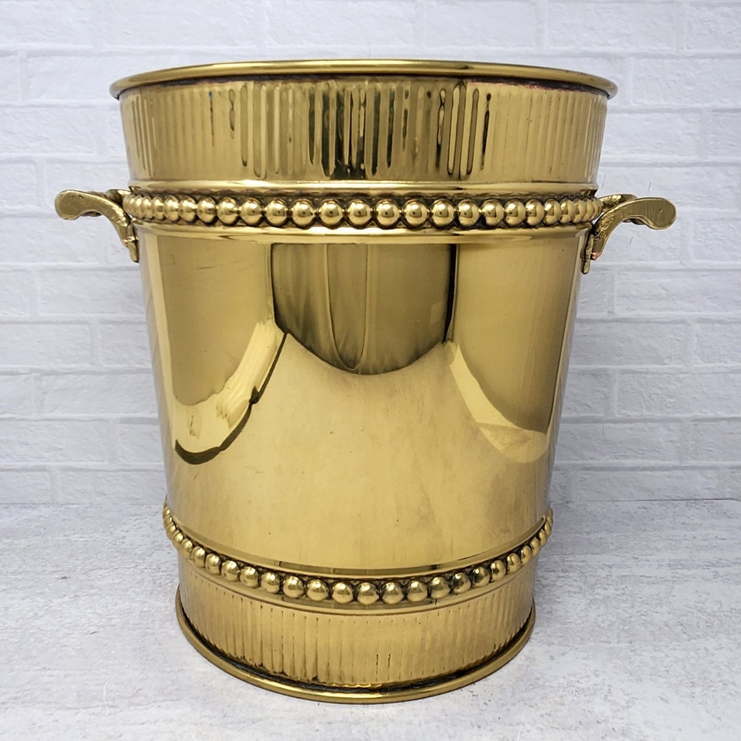 Vintage Ornate Large Beautiful Vintage Brass Bucket Pot Vase Planter ...