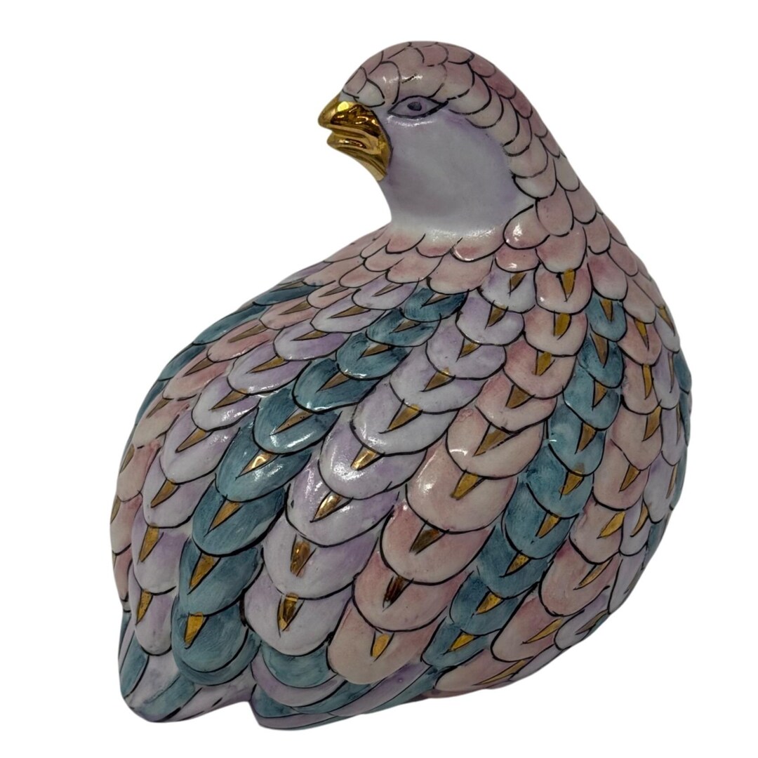 Vintage 1960's Toyo Hand Painted Ceramic Quail / Partridge Pastel 14K ...