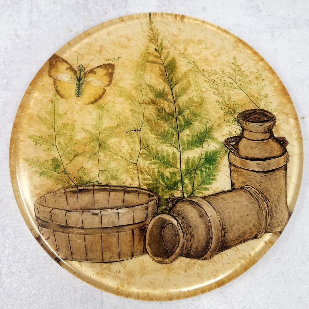 Vintage Lucite Resin Trivet Acrylic Butterfly Milk Cans Colorflo ...