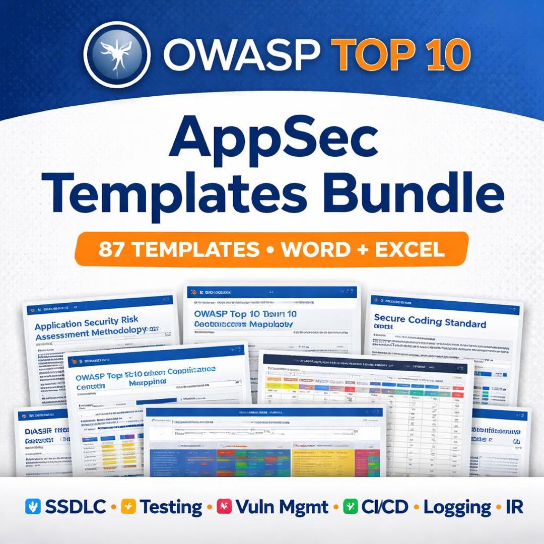 OWASP Top 10 Appsec Templates Bundle (87 Docs) | Policies, Standards ...