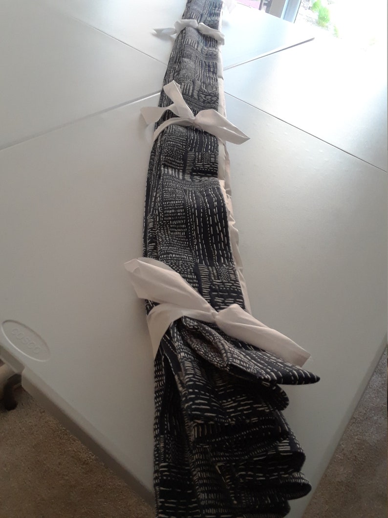 Parisian drapery panels 33 W x 98 L Using Sashiko Stitch | Etsy