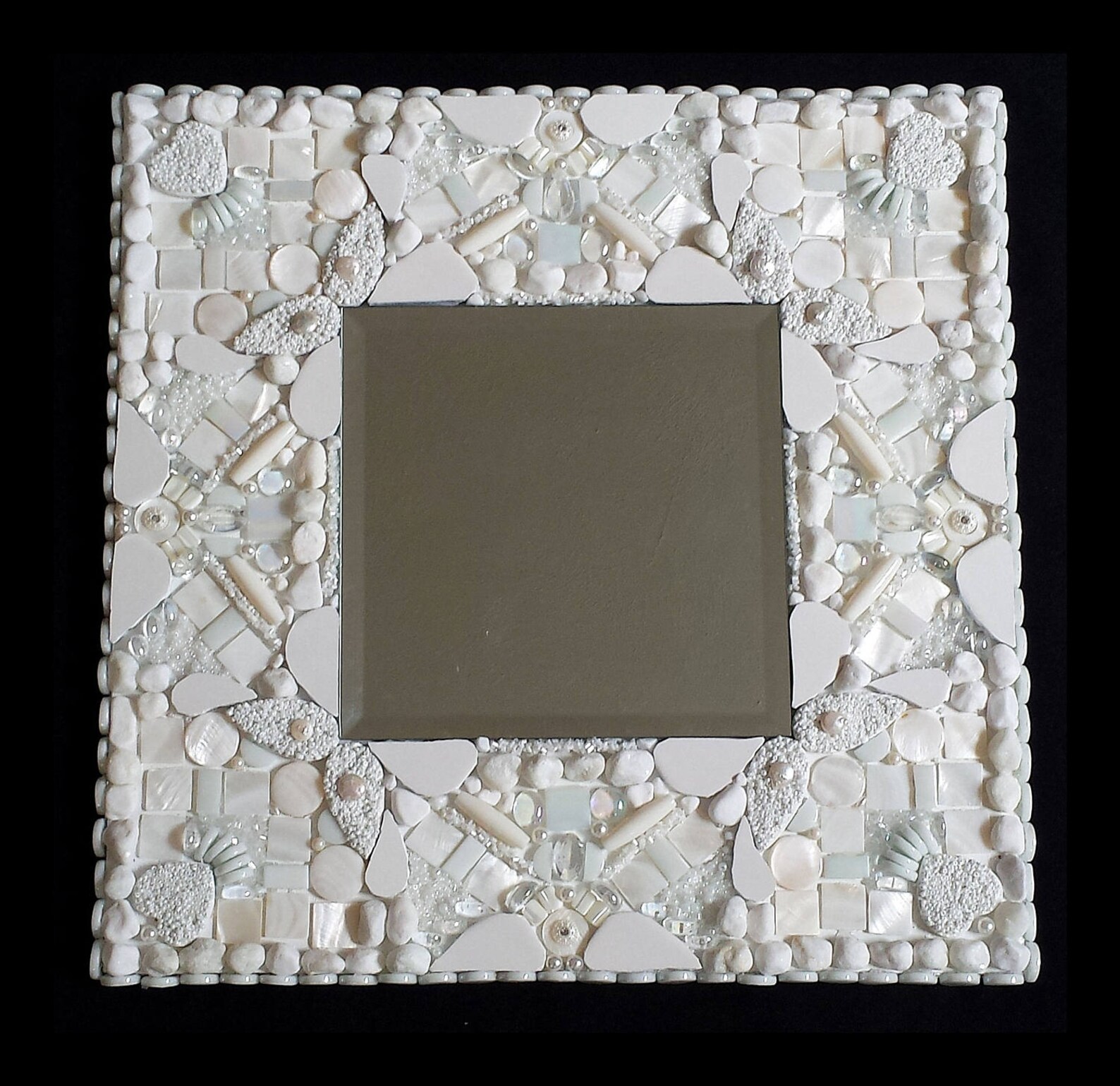 MOSAIC MIRROR Glass White Mother of Pearl Home Decor Mirror FREE ...