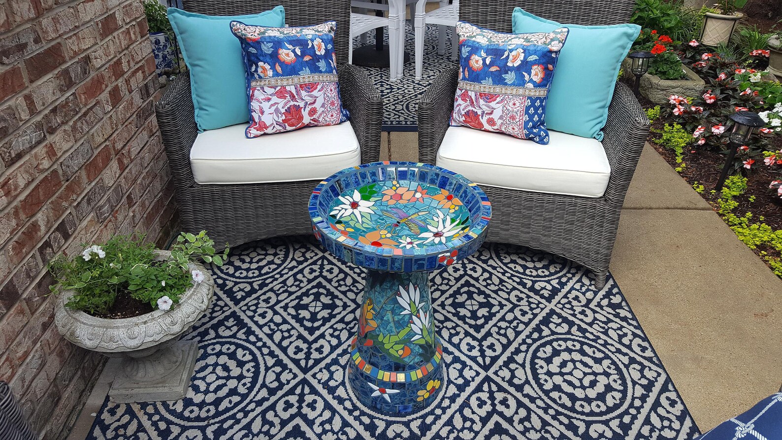 Mosaic BIRDBATH Garden Art Unique Table CUSTOM ONLY | Etsy