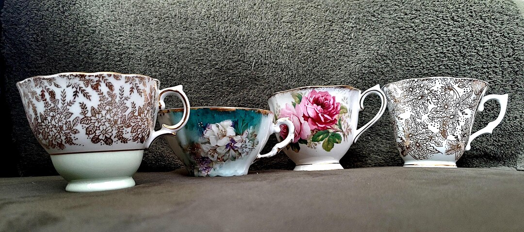 Vintage TEA CUPS - 4 Cups for Mosaic Work Home Decor - Etsy